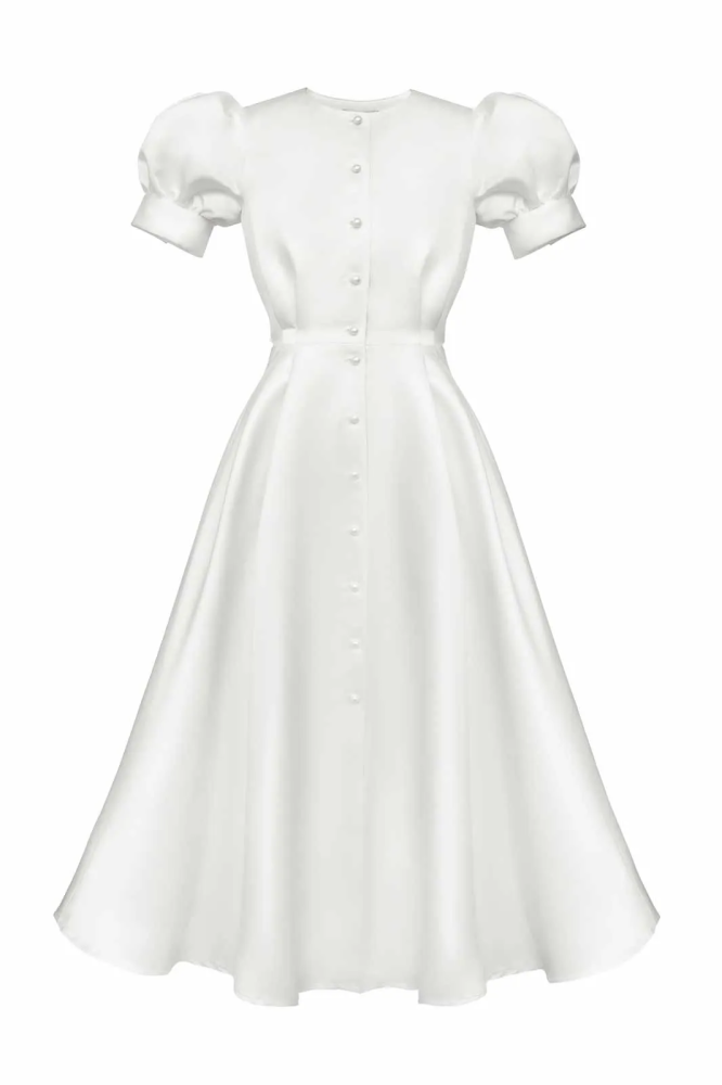 Платье в длине миди на пуговицах с пышной юбкой Post Meridiem, цвет ...